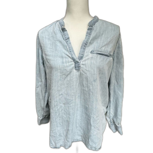 GAP | Tops | Gap 0 Tencel Tunic Top Size Medium Split Neck Subtle ...
